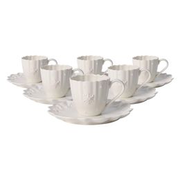 Villeroy & Boch Tasse VILLEROY & BOCH "Tassen mit Untertassen Toy's Delight Royal Classic 180 ml 6er Set wei&szlig;", wei&szlig;, 6 tlg., Porzellan, Trinkgef&auml;&szlig;e, Tasse