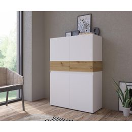 Highboard Home Affaire "Rimini", braun (alpinwei&szlig;, artisan eiche), B:89,9cm H:129,4cm T:40cm, Holzwerkstoff, Sideboards, Highboard, H&ouml;he 129 cm