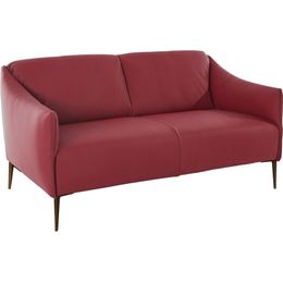 2-Sitzer W.Schillig "sally", rot (ruby rot z59), B:154cm H:78cm T:84cm, Longlife Xtra-Leder Z59: Glattleder mit modischer Pr&auml;gung. Hautst&auml;rke 0, 9 - 1, 1 mm., Sofas, 2-Sitzer, mit Metallf&uuml;&szlig;en in Bronze pulverbeschichtet, Breite 154 cm