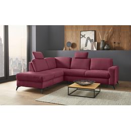 Ecksofa Home Affaire "Lolland L-Form", rot (bordeaux), B:249cm H:88cm T:212cm, Struktur impr&auml;gniert - feucht abwischbar (100% Polyester);Struktur Flausch (90% Polyester, 10% Polyamid);Luxus-Microfaser ALTARA NUBUCK (100% Polyester), Sofas, Ecksofa, Wahlweise mit Bettfunktion und Stauraum, auch mit abwischbarem Bezug