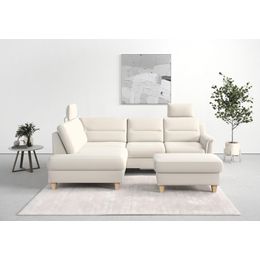 Sit & More Ecksofa SIT & MORE "Far&ouml; L-Form", beige (creme), B:251cm H:90cm T:187cm, Sofas, Ecksofa, inklusive Federkern, wahlweise mit Bettfunktion und Bettkasten