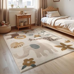Kinderteppich Hanse Home "Animal Safari", beige (creme, multifarben), B:120cm H:8mm L:170cm, Polypropylen, Teppiche, Kinderteppich, Spielteppich, fest, Kinderzimmer, Kurzflor, Spielunterlage