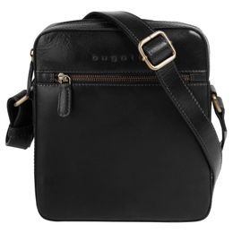 Umh&auml;ngetasche Bugatti "REMO", Damen, Gr. B/H/T: 20cm x 23cm x 5cm onesize, schwarz, Leder, leicht gl&auml;nzend, unifarben, Taschen Umh&auml;ngetasche, echt Leder