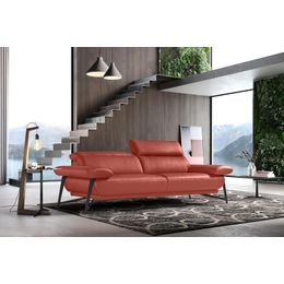 2,5-Sitzer Egoitaliano "Anais, Designsofa mit erstklassigem Sitzkomfort, Fu&szlig;farbe schattengrau", rot (marsala), Sofas, B/H/T: 232cm x 74cm x 106cm, Leder BULL, Leder &raquo;BULL&laquo; (echtes Rindsleder). Geschliffenes, pigmentiertes und behandeltes Rindsleder mit einer Dicke von 1, 3-1, 5 mm. Dieses Leder zeigt eine ziemlich weiche Hand mit einem halb undurchsichtigen Aussehen. Es handelt sich um ein gesch&uuml;