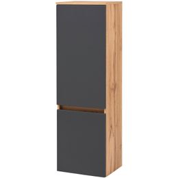 Midischrank Welltime "Kaunas", grau (matt grau, wotaneiche), B:40cm H:130cm T:35cm, Holzwerkstoff, Schr&auml;nke, Midischrank, 40 cm breit, Soft-Close-Funktion