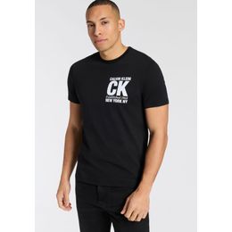 T-Shirt Calvin Klein, Herren, Gr. L, schwarz, Web, Obermaterial: 100% Baumwolle, unifarben, regular fit normal, Rundhals, eingesetzt abgesteppte Kante, Shirts T-Shirt, Regular fit, mit Rundhalsausschnitt