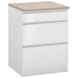 Unterschrank KOCHSTATION "KS-Ohio", wei&szlig; (wei&szlig; hochglanz, wei&szlig;), B:60cm H:85cm T:60cm, Schr&auml;nke, Unterschrank