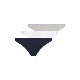 Bikinislip "3 PACK DIPPED BIKINI", Damen, Gr. XL (42/44), 3 Stk., lt grau, navy rib, wei&szlig;, Jersey, Obermaterial: 95% Baumwolle, 5% Elasthan, Tommy Hilfiger Underwear, unifarben, k&ouml;rpernah, Unterhosen Bikinislip, mit Logo