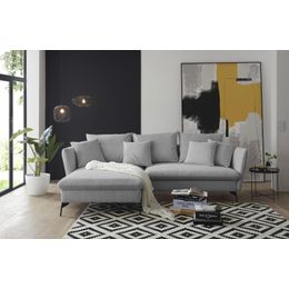 Ecksofa OTTO HOME "LIVORNO,258 cm, L-Form", grau, B:258cm H:91cm, 100% Polyester;PU-Schaum und Nosag-Federung.;Federung Ottoman : 12 x Feder Type B 1650mm;Ferderung 2 Sitzer: 10 x Feder Type B 650 mm;Sitz und Funktion: Schaum T30/40 8 cm., Sofas, Ecksofa, Schlaffunktion u. Bettkasten (139/224cm), Samt, Struktur, Webstoff