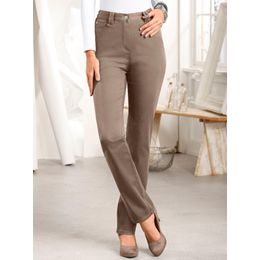 Bequeme Jeans Classic Basics, Damen, Gr. 19, Kurzgr&ouml;&szlig;en, grau (taupe), 98% Baumwolle, 2% Elasthan, unifarben, lang, Jeans Bequeme Jeans