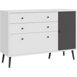 Sideboard FORTE "Harllson EasyKlix by FORTE, fast ganz ohne Werkzeug", wei&szlig; (wei&szlig;, uni wolfram grau), B:124,5cm H:86,5cm T:41,5cm, FSC-zertifizierter Holzwerkstoff, Sideboards, Sideboard, Aufbau schnell und genial