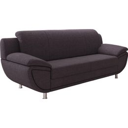 3-Sitzer Trendmanufaktur "Rondo II zeitlos und bequem", braun (rosybraun), B:207cm H:85cm T:94cm, Struktur ( 100% Polyester), Sofas, 3-Sitzer, wahlweise mit komfortablem Federkern, mit extra breiten Armlehnen