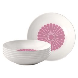 Villeroy & Boch Pastateller VILLEROY & BOCH "Pastaschalen Fleur Couleur &oslash; 24 cm 6er Set", pink (cassis), L:24cm, Speiseteller, Pastateller