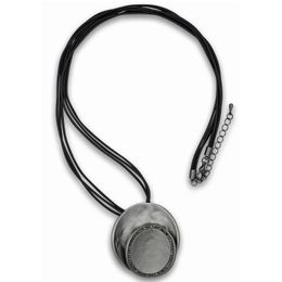 Lange Kette Firetti "rund, Kreis auf Kreis", grau (h&auml;matitfarben, schwarz, grau), Halsketten, Damen, Metall Polyester, L: 84, Metall, Polyester, Lange Kette, mit Glasstein