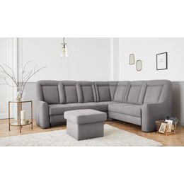 Sit & More Ecksofa SIT & MORE "Melissa L-Form", grau, B:257cm T:217cm, 100% Polyester, Sofas, Ecksofa, klassisches Polsterprogramm, wahlweise Bettfunktion und Schubkasten