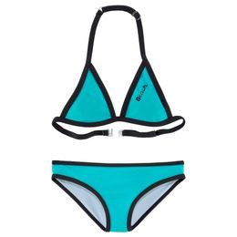 Triangel-Bikini Bench., M&auml;dchen, Gr. 170/176, N-Gr, blau (t&uuml;rkis, schwarz), Polyamid, Colorblocking, unifarben mit Farbeinsatz, Bikini-Sets Triangel-Bikini, mit Logoprint an Top und Hose