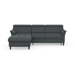 Sit & More Ecksofa SIT & MORE "Marano L-Form", grau (dunkelgrau), B:257cm T:166cm, 100% Polyester, Sofas, Ecksofa, inklusive Kopfteilverstellung, wahlweise mit Bettfunktion, Bettkasten