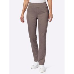 Schlupfhose Casual Looks, Damen, Gr. 19, Kurzgr&ouml;&szlig;en, grau (dunkeltaupe), 65% Baumwolle, 33% Polyester, 2% Elasthan, unifarben, lang, Hosen Schlupfhose