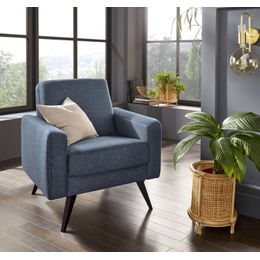 Sessel exxpo - SOFA FASHION "Samso, Loungesessel mit tollem Sitzkomfort", blau (denim), B:82cm H:87cm T:49cm, Sessel, Sessel, Komfortsitzh&ouml;he 49cm