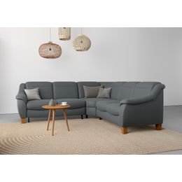 Ecksofa Home Affaire "Caldera L-Form", grau (dunkelgrau), B:270cm T:250cm, 100% Polyester, Sofas, Ecksofa, Federkern, wahlweise mit Kopfteilverstellung, Bettfunktion, Bettkasten