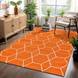 Teppich Sanat "Trellis", orange, B:200cm H:10mm L:290cm, Kunstfaser, Teppiche, Teppich, Kurzflor, skandi, boho, auch als L&auml;ufer und in rund
