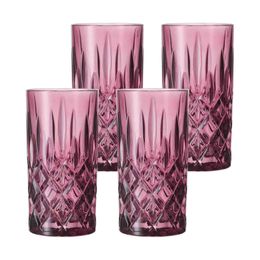 Longdrinkglas Nachtmann "Longdrinkgl&auml;ser Noblesse 395 ml 4er Set", lila (berry), Glas, Trinkgef&auml;&szlig;e, Longdrinkglas