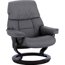 Relaxsessel stressless "Ruby", grau (grau batick), B:79cm H:98cm T:76cm, Leder BATICK: BATICK ist ein leicht korrigiertes, durchgef&auml;rbtes und genarbtes M&ouml;belleder, bei dem die meisten Unebenheiten und Spuren in der Regel entfernt wurden.;Leder PALOMA: PALOMA ist ein durchgef&auml;rbtes Semianilin-M&ouml;belleder mit nat&uuml;rlicher Narbung., Sessel, Relaxsessel, mit Classic Base, Gr&ouml;&szlig;e M, Gestell Eiche, Wenge, 