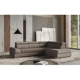 Sit & More Ecksofa SIT & MORE "Broadway L-Form", braun (schlamm), B:270cm H:79cm T:213cm, 100% Polyester, Sofas, Ecksofa, mit verstellbaren Kopfteilen, wahlweise mit Bettfunktion