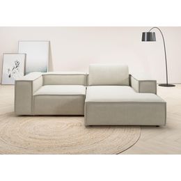 Ecksofa Home Affaire "Watertown, kompakte L-Form, 246 cm breite f&uuml;r kleinere R&auml;ume", beige (nature), B:246cm H:68cm T:171cm, 100% Polyester, Sofas, Ecksofa, modernes Ecksofa mit Feincordbezug, platzsparend & bequem