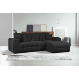 Ecksofa Home Affaire "Nosia L-Form", schwarz, B:234cm H:85cm T:163cm, 100% Polyester, Sofas, Ecksofa, incl. 2 Zierkissen, mit feiner Steppung