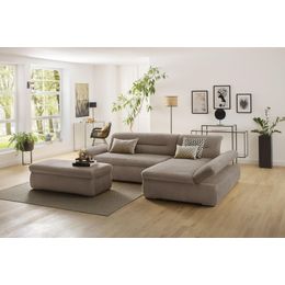 Ecksofa Home Affaire "Avesa L-Form", braun (coffee), B:300cm H:80cm T:172cm, 95% Polyester, 5% Polyacryl, Sofas, Ecksofa, Wahlweise mit Armteilvertsellung und Bettfunktion, B/T/H: 300/172/80cm