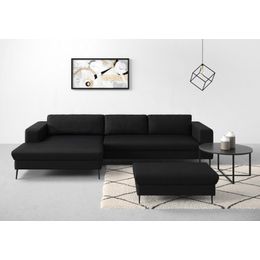 Ecksofa DOMO collection "Modica, zeitlos und elegant, L-Form", grau (anthrazit), B:329cm H:83cm T:173cm, 100% Polyester, Sofas, Ecksofa, moderne Optik mit extrabreiter Recamiere, auch in Cord