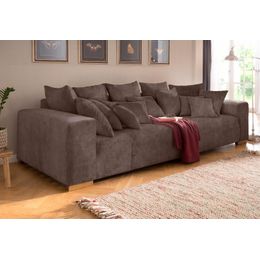 Big-Sofa Home Affaire "Neapel", braun (dunkelbraun), B:290cm H:80cm T:118cm, Luxus-Microfaser (100% Polyester);Luxus-Microfaser Lederoptik (100% Polyester), Sofas, Big-Sofa, mit vielen losen Kissen, in 2 Bezugsqualit&auml;ten