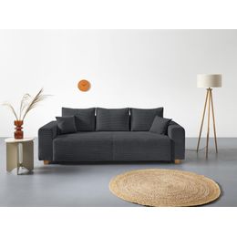 Schlafsofa Collection AB "Yves, Liegefl&auml;che (B/T): 142/194 cm", grau (anthrazit), B:243cm T:94cm, 100% Polyester, Sofas, Schlafsofa, inkl. Bettfunktion, Bettkasten, Federkern & Zierkissen