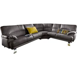 Ecksofa Trendmanufaktur "Cecilia in italienischem Design, modern und komfortabel, L-Form", braun, B:280cm H:87cm T:240cm, NaturLEDER (echtes Rindsleder) in Sitz und R&uuml;cken. Korpus in passendem Kunstleder SOFTLUX bezogen;Luxus-Microfaser ALCAZAR (100% Polyester);Kunstleder SOFTLUX;Microfaser PRIMABELLE (100% Polyester), Sofas, Ecksofa, bequeme Armlehnen, mit langem Schenkel