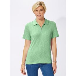 Poloshirt Casual Looks "Shirt", Damen, Gr. 46, gr&uuml;n (lind, meliert), 50% Baumwolle, 45% Polyester, 5% Viskose, meliert, ohne Ausschnitt, Shirts Poloshirt