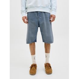 Jack & Jones Shorts JACK & JONES, Herren, Gr. XS, N-Gr, blau (blau denim), Denim/Jeans, Obermaterial: 100% Baumwolle, Abriebeffekte, relaxed fit kniebedeckend, Hosen Shorts