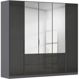 Dreht&uuml;renschrank OTTO HOME "Kleiderschrank Schrank Garderobe AGORDO mit Dekor- oder Hochglanzfront", grau (graumetallic, hochglanz effektgrau), B:226cm H:210cm T:54cm, Holzwerkstoff, Schr&auml;nke, Dreht&uuml;renschrank, mit Au&szlig;enschubk&auml;sten, in 7 Breiten und 2 H&ouml;hen MADE IN GERMANY