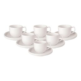 Villeroy & Boch Tasse VILLEROY & BOCH "Espressotassen mit Untertassen Afina 50 ml 6er Set wei&szlig;", wei&szlig;, Porzellan, Trinkgef&auml;&szlig;e, Tasse