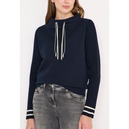 Sweatshirt Cecil, Damen, Gr. L (42), universal blau, Sweatware, Obermaterial: 86% Baumwolle, 9% Polyester, 5% Elasthan, unifarben mit Farbeinsatz, normal h&uuml;ftbedeckend, Rundhals, Sweatshirts Sweatshirt, mit Strick&auml;rmeln und College Details