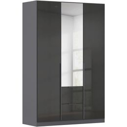Dreht&uuml;renschrank OTTO HOME "Kleiderschrank Schrank Garderobe AGORDO mit Dekor- oder Hochglanzfront", grau (graumetallic, hochglanz effektgrau), B:136cm H:210cm T:54cm, Holzwerkstoff, Schr&auml;nke, Dreht&uuml;renschrank, mit Au&szlig;enschubk&auml;sten, in 7 Breiten und 2 H&ouml;hen MADE IN GERMANY