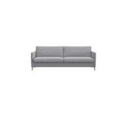 3-Sitzer FLEXLUX "Fiore, super Sitzkomfort durch Kaltschaum im Sitz", grau (sophisto gre), B:214cm H:85cm T:92cm, 100% Polyester, Sofas, 3-Sitzer, schmale Armlehnen, F&uuml;&szlig;e Alu+ Eiche