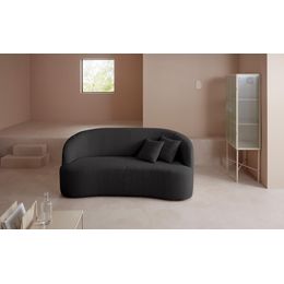 3-Sitzer "Dilara", schwarz, B:200cm H:87cm T:89cm, Struktur fein 100% Polyester);Samtoptik (100% Polyester);Boucl&eacute; (100% Polyester), LeGer Home by Lena Gercke, Sofas, 3-Sitzer, gerundete R&uuml;ckenlehne und Front, in 3 Bezugsqualit&auml;ten