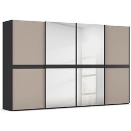 Schwebet&uuml;renschrank Rauch "Kleiderschrank Schrank Garderobe Schlafzimmerschrank SCALE-LINE", beige (schwarz, glas fango matt), B:360cm H:223cm T:68cm, Holzwerkstoff, Schr&auml;nke, Schwebet&uuml;renschrank, edle Optik mit Bauchbinde mit Glas/Spiegel-Front MADE IN GERMANY