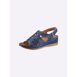 Sandalette Gemini, Damen, Gr. 41, blau (mittelblau), Glattleder, Schuhe Sandalette