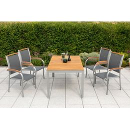 Garten-Essgruppe Merxx "&raquo;Siena&laquo;", grau (grau, grau, graphit), Aluminium, Massivholz, Polyester, Sitzm&ouml;bel-Sets, Garten-Essgruppe, Tisch: LxB: 150x90 cm