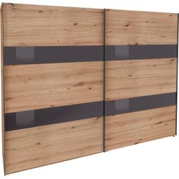 Schwebet&uuml;renschrank wimex "Altona", grau (artisan eiche, grauglas), B:270cm H:208cm T:65cm, Holzwerkstoff, Schr&auml;nke, Schwebet&uuml;renschrank, mit Glaselementen und zus&auml;tzlichen Einlegeb&ouml;den