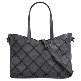 Shopper Samantha Look, Damen, Gr. B/H/T: 40cm x 28cm x 10cm onesize, grau, Leder, Taschen Shopper, echt Leder, Made in Italy