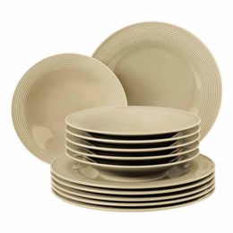 Geschirr-Set Seltmann Weiden "Tafelservice Beat Color Glaze 12er Set", beige (sandbeige), Porzellan, Geschirr-Sets, Geschirr-Set