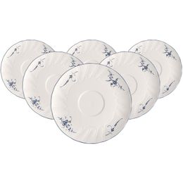 Villeroy & Boch Untertasse VILLEROY & BOCH "Suppen-Untertassen Vieux Luxembourg &oslash; 18,6 cm 6er Set wei&szlig;-blau", bunt (wei&szlig;, blau), Speiseteller, Untertasse